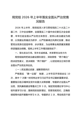 局党组2026年上半年落实全面从严治党情况报告 - 纪检监察 - 文档中心 - 写作方程式写作方程式,老笔头,笔杆子,公文写作https ...